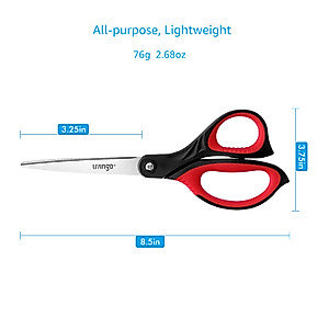 LIVINGO 8.5" Scissors All Purpose, 3 Pack Ultra Sharp Blade Shears, Professional Ergonomic Comfort Grip Scissors for Office School Home Supplies Fabric Sewing DIY Cutting General Use