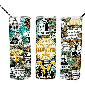 Beth Dutton Yellow stone collage tumbler