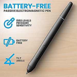SereneLife Graphic Tablet with Passive Pen - 15.6" Full-Laminated Technology Art Monitor w/ 8192 Pressure Levels Battery-Free Stylus - Digital Drawing, Online Teaching, Design - for MAC, Windows OS