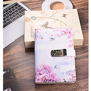 JunShop Creative Password Lock Journal Locked Diary Digital Locking Diary Notepad Book Combination Journal Diary with Lock A5 Planner Cover (Style 4)