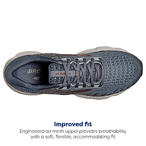 Brooks Men's Glycerin 20 Neutral Running Shoe - Grey/Chili Oil/Orange - 8.5 Medium