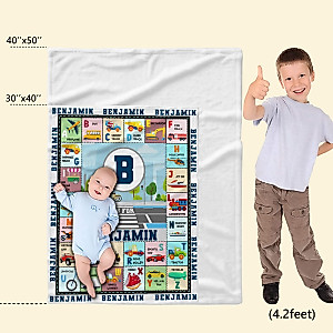 Custom Alphabet Name Vehicle Blanket Personalized Name Blankets for Baby Soft Lightweight Flannel Throw Blanket for Couch Bed Travel Practical Heartfelt Gifts XS 30x40in Pet/Toddler Gift
