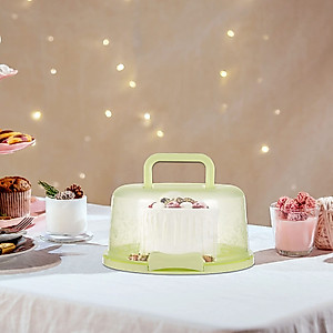 Cake Box Round Cake Stand with Lid and Foldable Handle Cake Holder Storage Container Cupcake Carrier KeeperContainer for Storage Birthday Cakes Cupcakes Nuts Fruits Gifts
