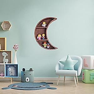 MagicMir Crescent Moon Shelf and (Greeting Card) Floating Shelves Crystals Rustic Perfect for Home Decor Living Room Bedroom Bathroom Kitchen, Sturdy and Reversible, Wall Mounted Nursery, Unique Gift
