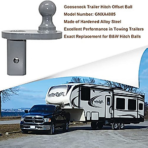GNXA4085 Gooseneck Ball Extender, Heavy Trailer Hitch for B&W Trailer Hitches Turnoverball Gooseneck Hitch Extender, 4 Inches Offset, 20000 lbs GTW/ 5000 lbs VTW, 2-5/16 Inch Diameter Ball
