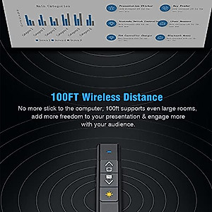 DinoFire Presentation Clicker Laser Pointer for Cats Dogs, 100FT Wireless Presenter Remote PowerPoint Clicker Presentation Remote, 2.4GHz Presentation Pointer for Mac, Laptop, Computer Cat Laser Toy