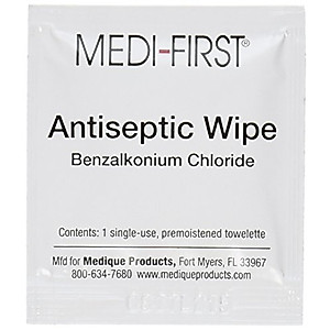 Medique Medi-First Antiseptic Wipes, Benzalkonium Chloride Cleansing Towelettes, 20 Pack - 21471