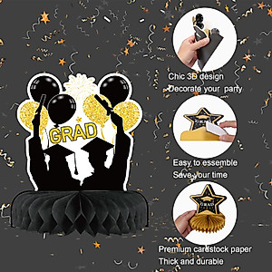 SUNKIM 9Pcs Graduation Centerpieces 2024 Graduation Party Decorations Congrats Grad Table Toppers Graduation Decorations Class of 2024 Graduation Table Decorations for Party Celebration,Black-Gold