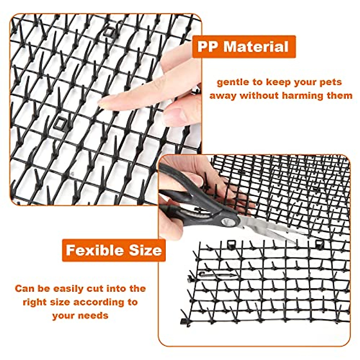 13Ft x 12 Inch Scat Mat for Cats, Cat Scat Mat with Spikes, Anti-Cats Deterrent Mat, Pet Repellent Mat, Cat Digging Stopper Prickle Strip for Indoor Outdoor Sofa Furniture with Garden Staples
