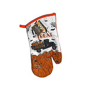 D.R.E.LLC - Trick or Treating (Orange) Halloween/Fall/Autumn/Holiday Decor, Oven Mitt and Pot Holder Set