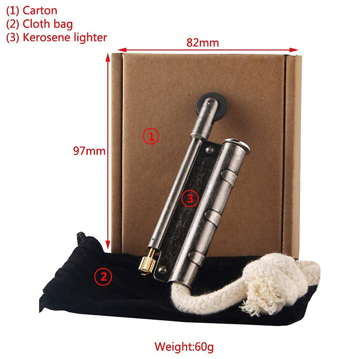 IMFUN Vintage Lighter Retro Trench Rattlesnake Rope Velvet Metal Lighter Fire Starter Camping Outdoors,No Need for Kerosene/Gas(Gold)