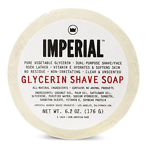 Imperial Barber Glycerin Soap Puck for Shave & Face Use, 6.2 oz