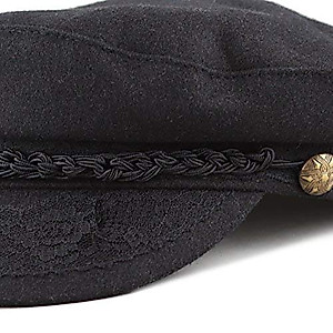 The Hat Depot 1400CD1970 Winter Unisex 100% Wool Greek Fisherman's Hat (S/M, Black)