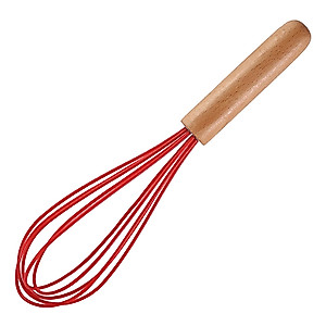 Tainrunse Egg Mixer Chrismas Manual Egg Mixer Milk Frother Kitchen Utensil Mixing Xmas Wooden Handle Durable Food Grade 10 Inch (Red and Green(2 pcs))