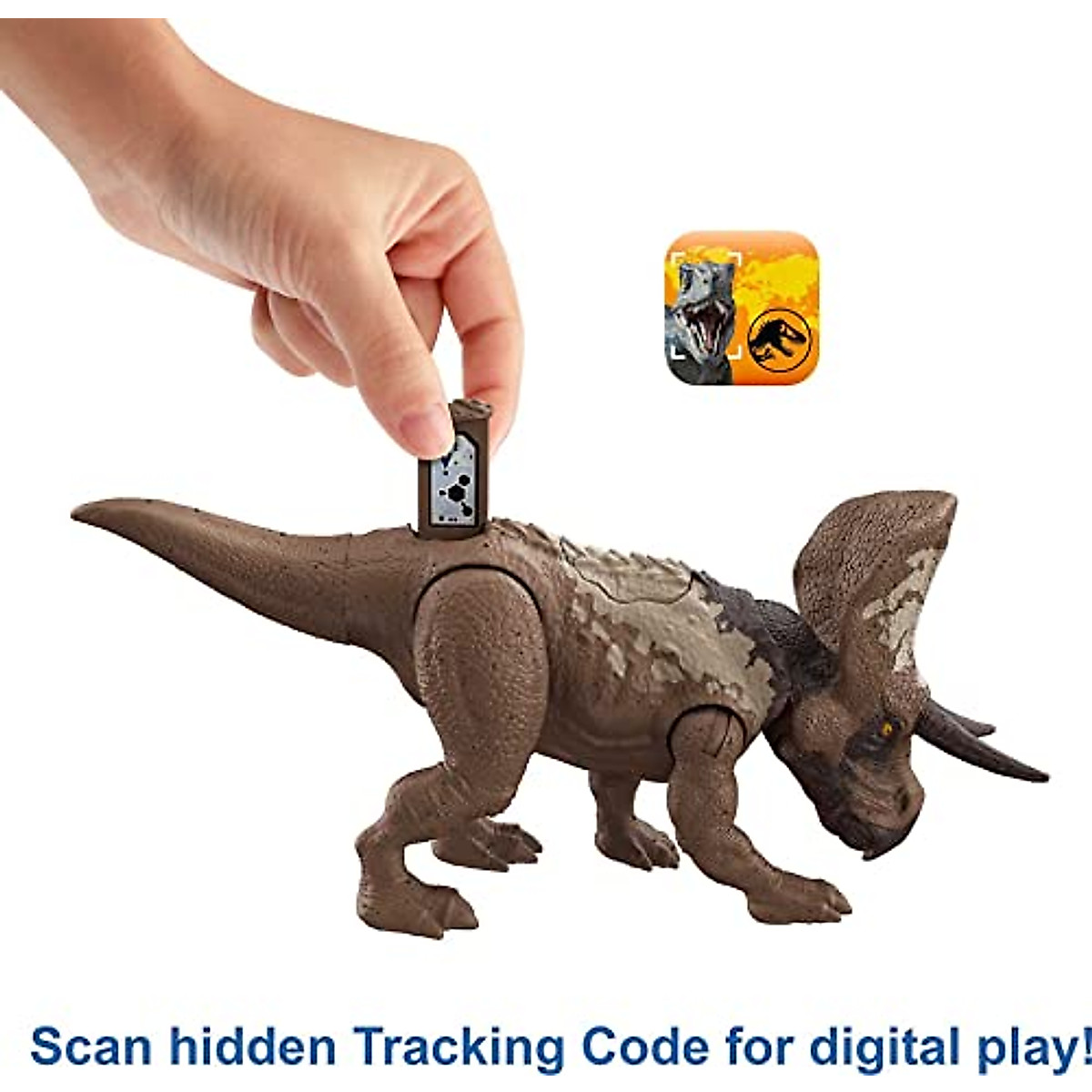 Mattel Jurassic World Strike Attack Zuniceratops Dinosaur Action Figure Toy with Attack Feature & Movable Joints