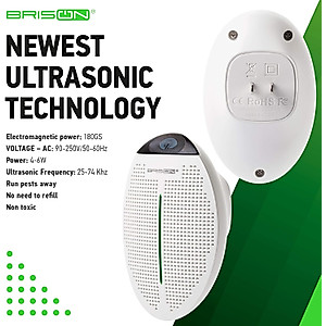 BRISON Ultrasonic Pest Repeller Indoor Pest Repellent Plug in Device - Pest Control for Home Office Hotel Warehouse 4 PCS, White