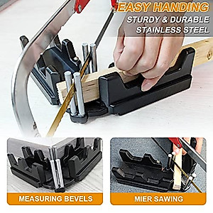 Mightree 2-in-1 Mitre Measuring Cutting Tool, Baseboard Cutting Tool, Miter Saw Protractor Tool, 85 To 180 Degree Angles Clamp Measuring Tool for Home Improvement, Carpentry Work, Black