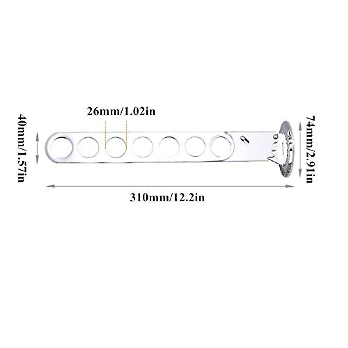 AWOCAN Stainless Steel Wall Mounted Clothing Hanger Angle Adjustable Foldable Laundry Closet Space Saver Organizer Hanger Rack (7 Hole)