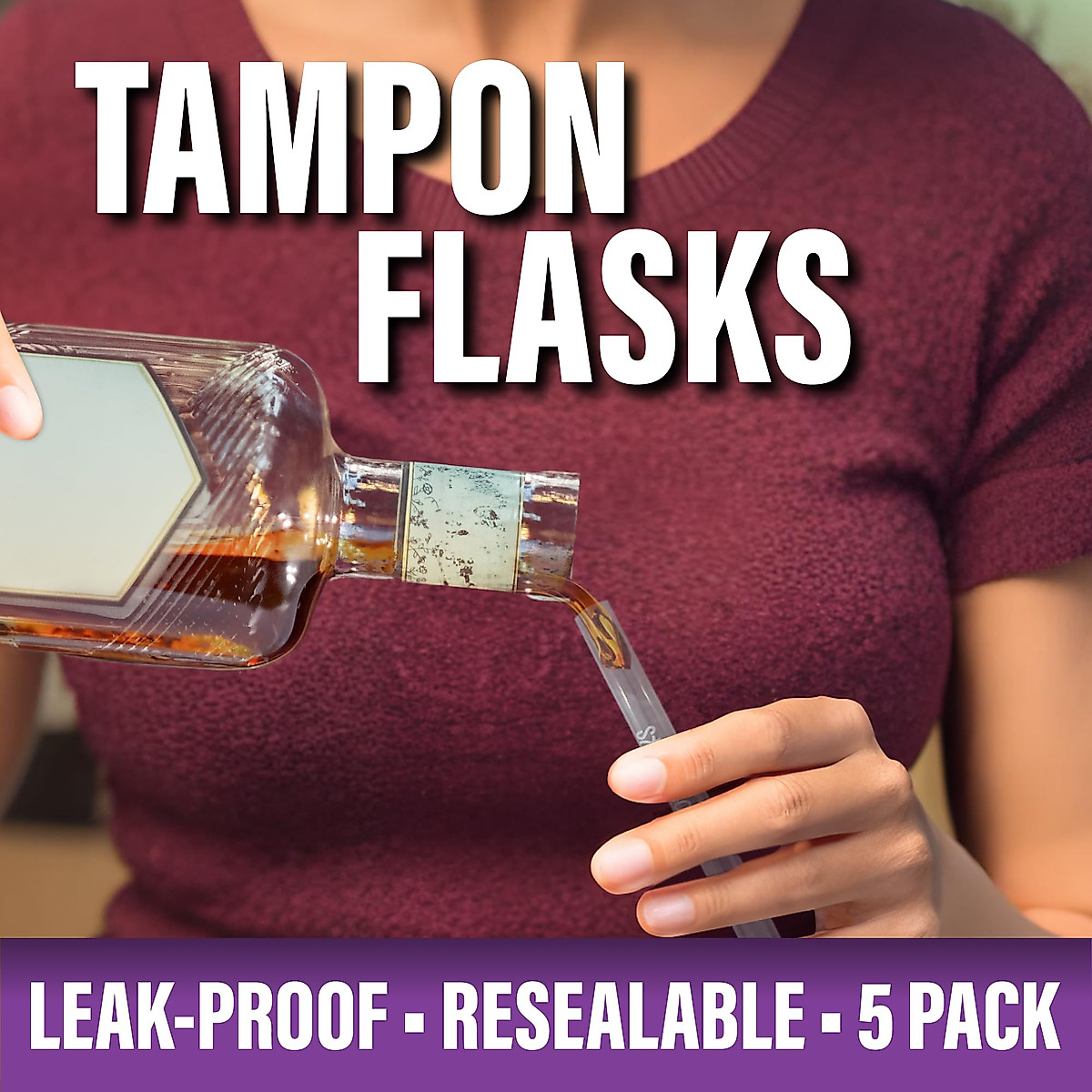 Smart Alec Novelty Tampon Flask - 5 Leak-Proof Fake Hidden Flasks Liquor for Women | Alcohol Flask Tampon - Tampon Alcohol Tubes Perfect for Concert, Cruise, Sports Event, & Party Using Tampon Flasks