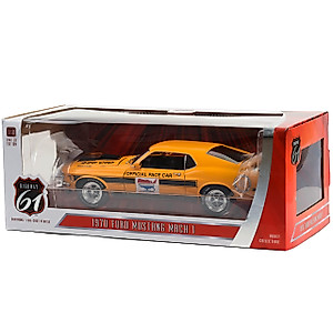1970 Mach 1 Yellow with Black Stripes Michigan International Speedway Official Pace Car 1/18 Diecast Model Car by Highway 61 HWY-18035