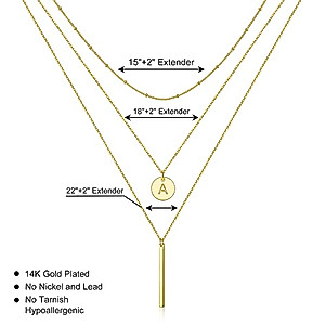 Vjoypro Gold Layered Initial Necklaces for Women, 14K Gold Plated Choker Necklace for Women Coin Pendant Initial A Letter Necklace Dainty Layering Initial Necklaces Jewelry for Women Teen Girls
