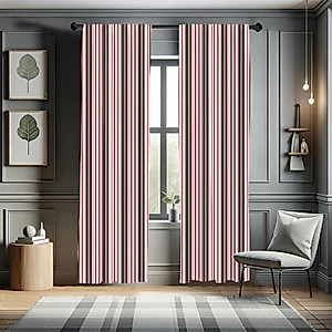 Lunarable Brown Curtains, Little Stars in Circles Pink Hearts Polka Dots on Dark Backdrop, Window Treatments 2 Panel Set for Living Room Bedroom, Pair of - 28" x 84", Brown Pink