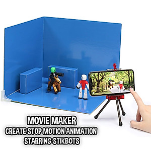 StikBot Zanimation Studio with Pet - Includes 2, 1 Horse, 1 Phone Stand and 1 Reversible Backdrop - in Eco-Friendly Packaging