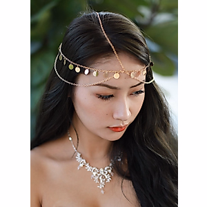 Missgrace Women Bohemian Gold Head Chain Headband Bridal Head Chain Wedding Headpiece Hair Jewelry Accessories for Bridal Hair Accessories