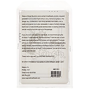 Magnus Stinger Buzzcut 2 Blade Arrow Broadhead (Pack of 3), 100-Grain