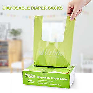 Disposable Diaper Sacks,200 count Baby Disposable Diaper Bags with Easy-Tie Handles,Oxo-Biodegradable Waste Bags,Diaper Disposal or Pet Waste Bags, Unscented