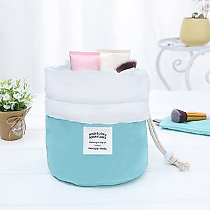 INVODA 2PCS Travel Cosmetic Bag Makeup Organizer Bag Bathroom Cases Toiletry Bag with Drawstring (Green+Blue)