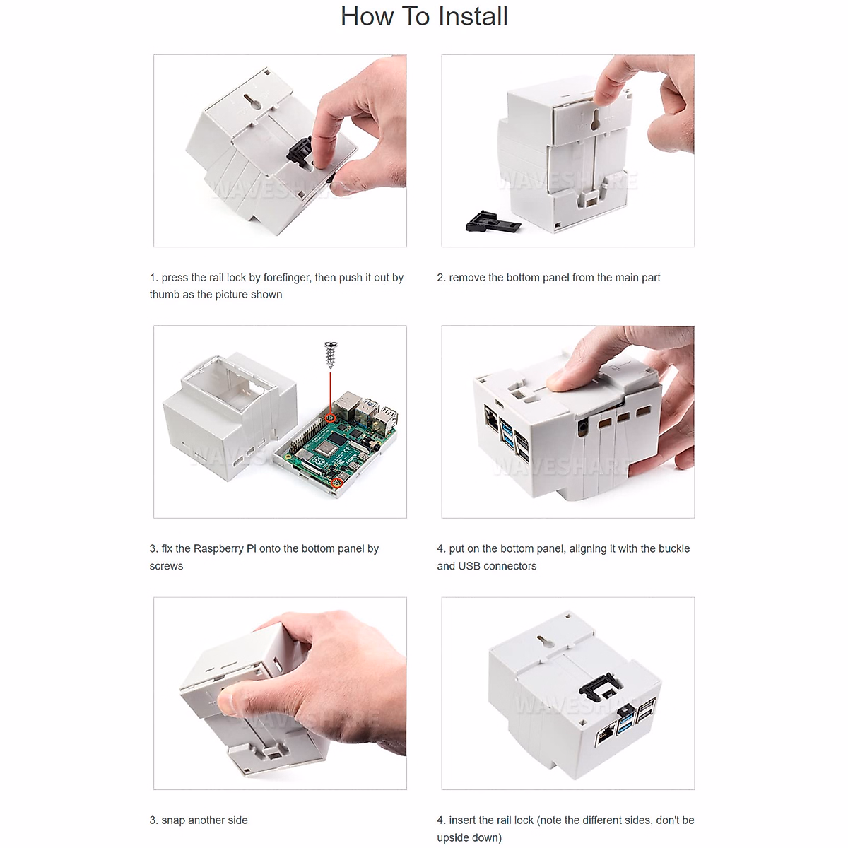 Raspberry Pi 4 Case, DIN Rail ABS Case for Raspberry Pi 4, Large Inner Space, Injection Moduling