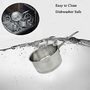 MAGGOPAN Stainless Steel Saucepans Impact Bonded Right Angles SS Saucepan 3.3QT 20cm