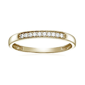 Vir Jewels 1/10 cttw Diamond Wedding Band for Women, 10K Yellow Gold Wedding Band with 10 Stones Prong Set, Size 9.5