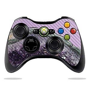 MightySkins Carbon Fiber Skin for Microsoft Xbox 360 Controller - Amethyst Agate | Protective, Durable Textured Carbon Fiber Finish | Easy to Apply, Remove, and Change Styles | Made in The USA
