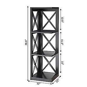 Convenience Concepts Oxford 3 Tier Corner Bookcase, Black