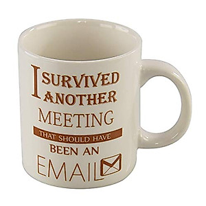 Home-X Mug Warmer, Desktop Heated Coffee & Tea - Candle & Wax Warmer (Black) and I Survived Another Meeting Coffee Mug 6.57 x 6.18 x 5.67”
