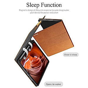 auaua Case for iPad 9th/8th/7th Generation 10.2 inch (2021/2020/2019 Released), with Pencil Holder, Vegan Leather, Auto Sleep/Wake Smart Cover (Brown)
