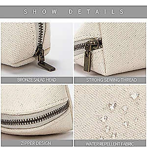 【YONBEN】Canvas pencil case cartucheras para mujer makeup brush bag simple multifunctional pencil bag (Beige, S)