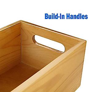 A Selected Pine Wood Organizer Open Box 4 Packs, 6x10 Wooden Storage Container with Handle for Bathroom and Kitchen