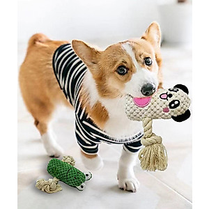 AIMETING Dog Squeak Toys, No Stuffing Dog Plush Toys, Durable Cotton Rope Dog Chew Toys for Puppy and Small, Medium Dogs, 6 Pack of Cute Animal Squeak Dog Toys