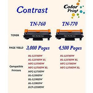 2-Pack ColorPrint Compatible TN760 Toner Cartridge Replacement for Brother TN-760 TN 760 TN-730 TN730 Work with DCP-L2550DW HL-L2350DW L2390DW L2395DW L2370DWXL MFC-L2710DW L2750DWXL Printer (Black)