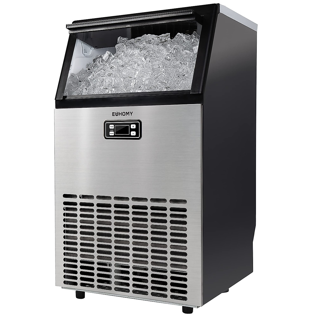 EUHOMY Commercial Ice Maker Machine - 99lbs Daily Production, 33lbs Ice Storage, Stainless Steel Freestanding & Under Counter Ice Maker, Ideal Ice Maker for Home/Bar/Restaurant/Outdoor Activities