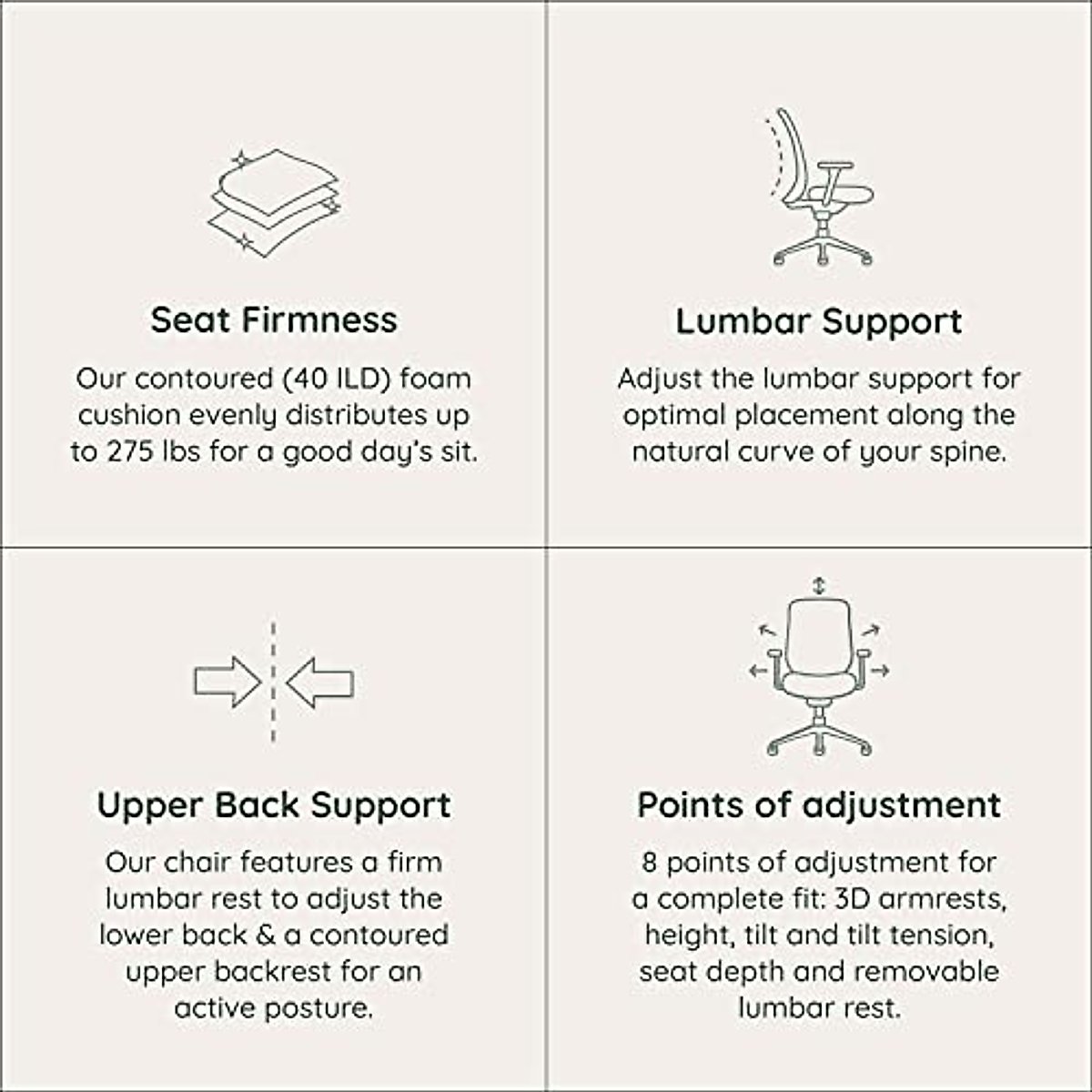 Branch Ergonomic Chair - A Versatile Desk Chair with Adjustable Lumbar Support, Breathable Mesh Backrest, and Smooth Wheels - Experience Optimal Comfort and Support - Pebble - White