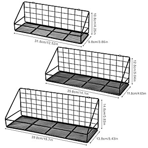 ROFAY Floating Shelves Set of 3, Wall Mounted Storage Rack Shelves for Bedroom, Living Room, Bathroom, Kitchen, Office and More - Carbonized Black