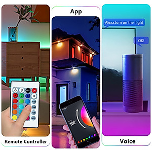 GUPUP WiFi Led Lights 100 ft, Tuya Smart App Controlled Led Strip Lights, Work with Alexa and Google Assistant Devices, Voice Control Light Strip,Music Sync,Color Changing Led Lights,Back to School