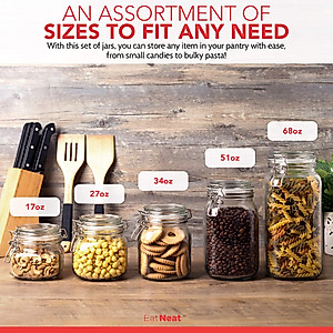 EatNeat 5-Piece Airtight Glass Kitchen Canisters with Glass Lids 4 pc Round Glass Food Storage Containers With Lids