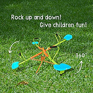 Veemuaro Kids Seesaw, 4 Seat 360 Degree Spinning Seesaw, Kids Outdoor Play Equipment, Metal Teeter Totter for Playground and Backyard (4 Seats)