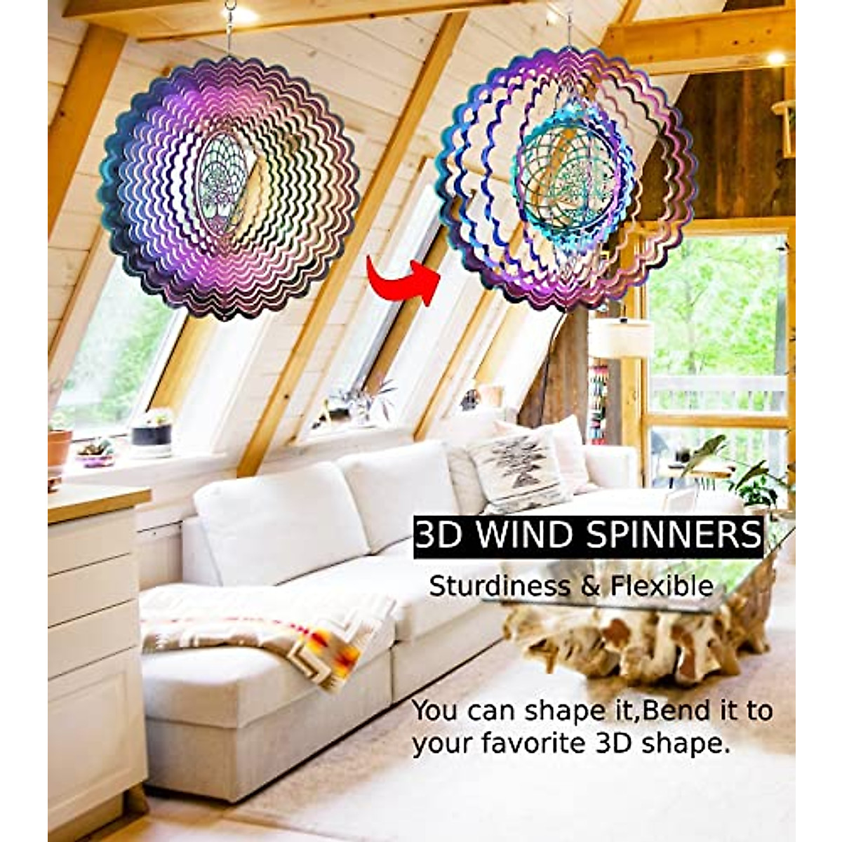 Wind Spinners Outdoor Metal Tree of Life Wind Spinner Mandala Decor, Hanging Wind Spinners for Yard and Garden Patio Porch Balcony Pool Yard Wind Spinners Gardening Gifts for Women Men Mom Wife Friend