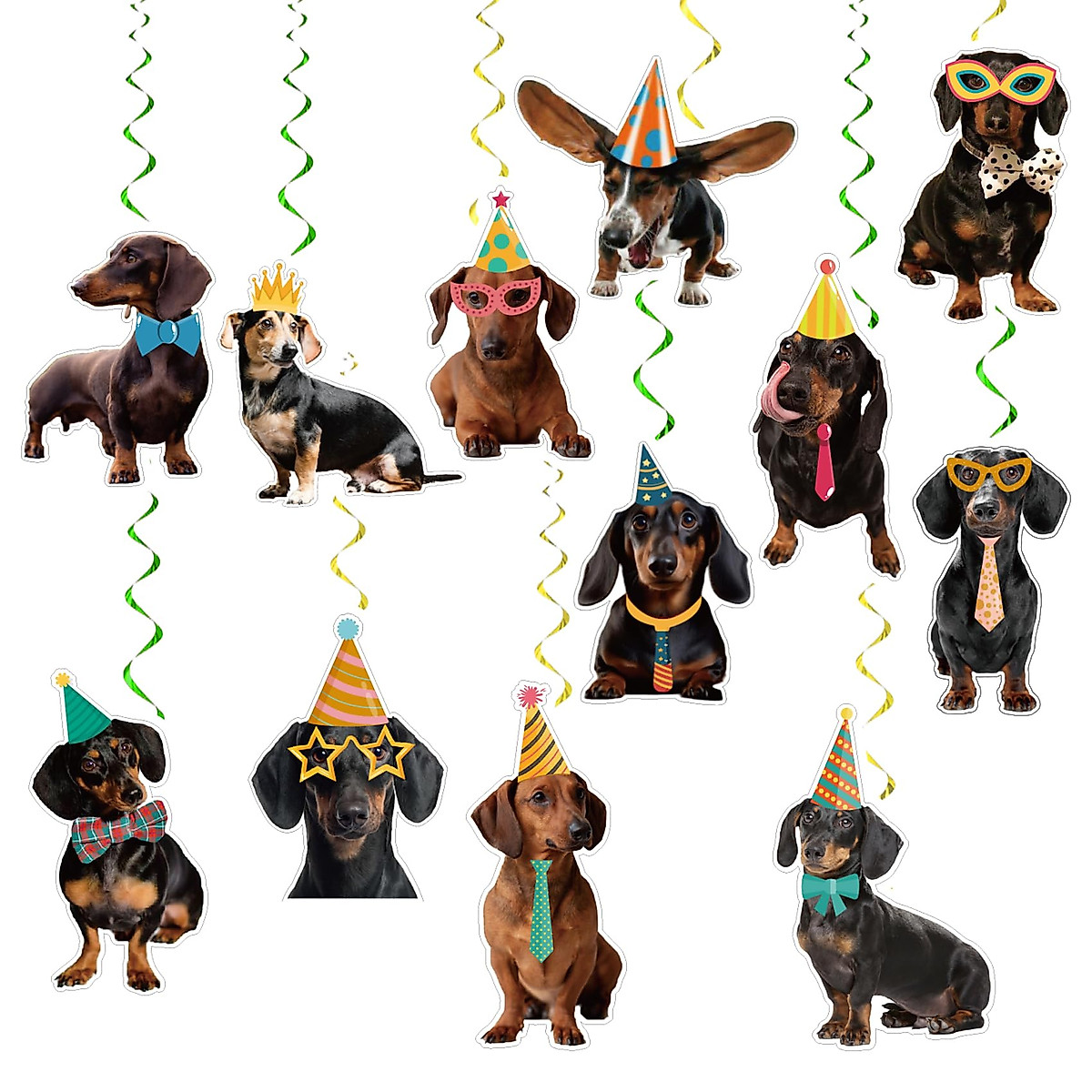 24 Pcs Dachshund Hanging Decorations Dachshund Hanging Swirls Ceiling Swirls Dachshund Birthday Party Supplies for Dachshund Party Decorations Funny Dog Decorations